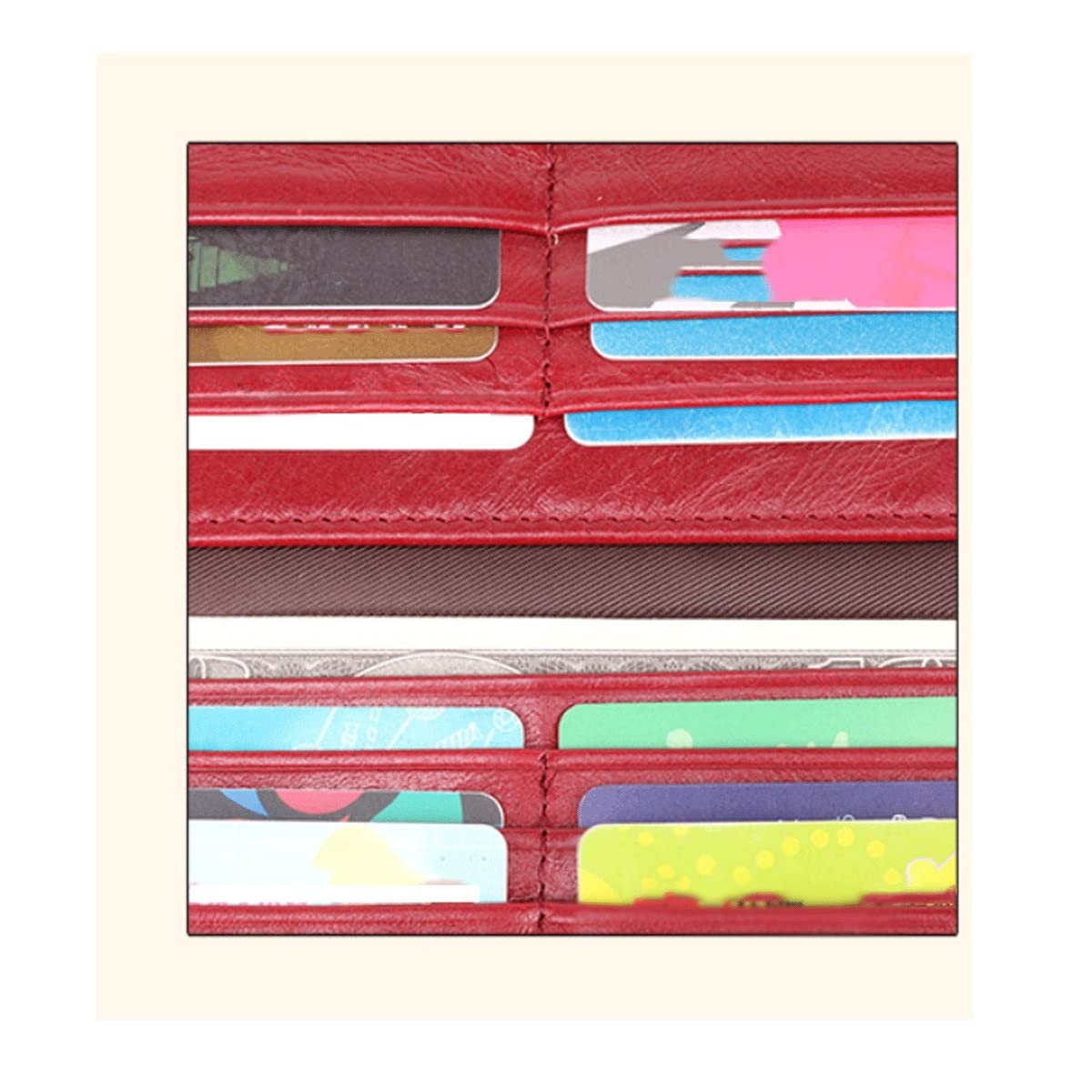 ZEBFYM Wallets for Men, Women's Wallets, Card Cases & Money Organizers, Large Capacity Genuine Leather Business Wallets, Multifunction Cowhide Wallets (Color : Red)