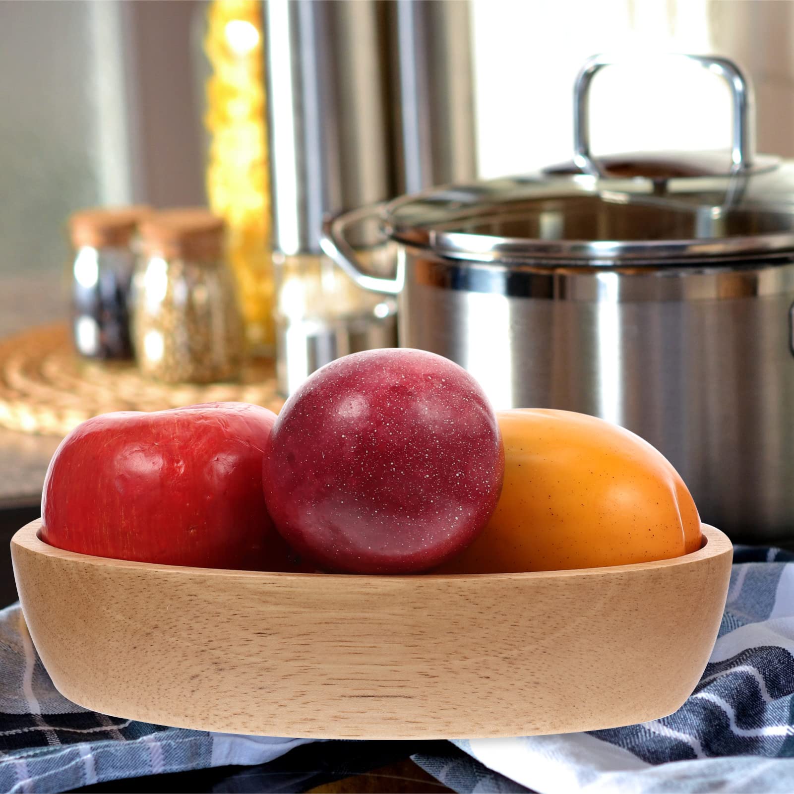 Zerodeko Wooden Bowl, Boat Shaped Long Wood Dough Bowl Decorative Serving Tray for Food, Bread, Fruits, Snack, Dessert Plate Tabletop Centerpiece Decor for Home, Kitchen, Dining