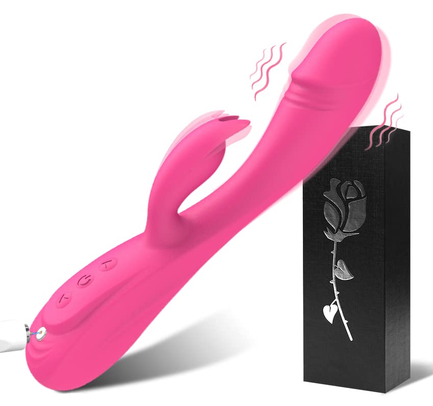 Realistic Vibrator Sex Toy 3in1 Dildo for Women,7 * 7 Vibrators Modes CKSOHOT 8.4'' Liquid Silicone Couple Sex Toy Dildos,IPX7 Fully Waterproof - Rose