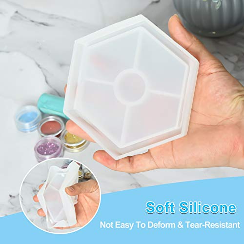 Timoo Resin Molds 8 Pack Coaster Silicone Molds, Coaster Molds for Resin Casting, Contain 4 Pcs Square and 4 Pcs Hexagon Epoxy Resin Molds for Making Coasters, DIY Resin Artwork, and Home Decor