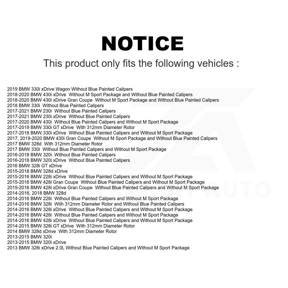 Transit Auto - Front Coated Drilled Slotted Disc Brake Rotors And Semi-Metallic Pads Kit For BMW 328i xDrive 320i 428i 330i 430i Gran Coupe GT 328d 228i 230i KDF-100123