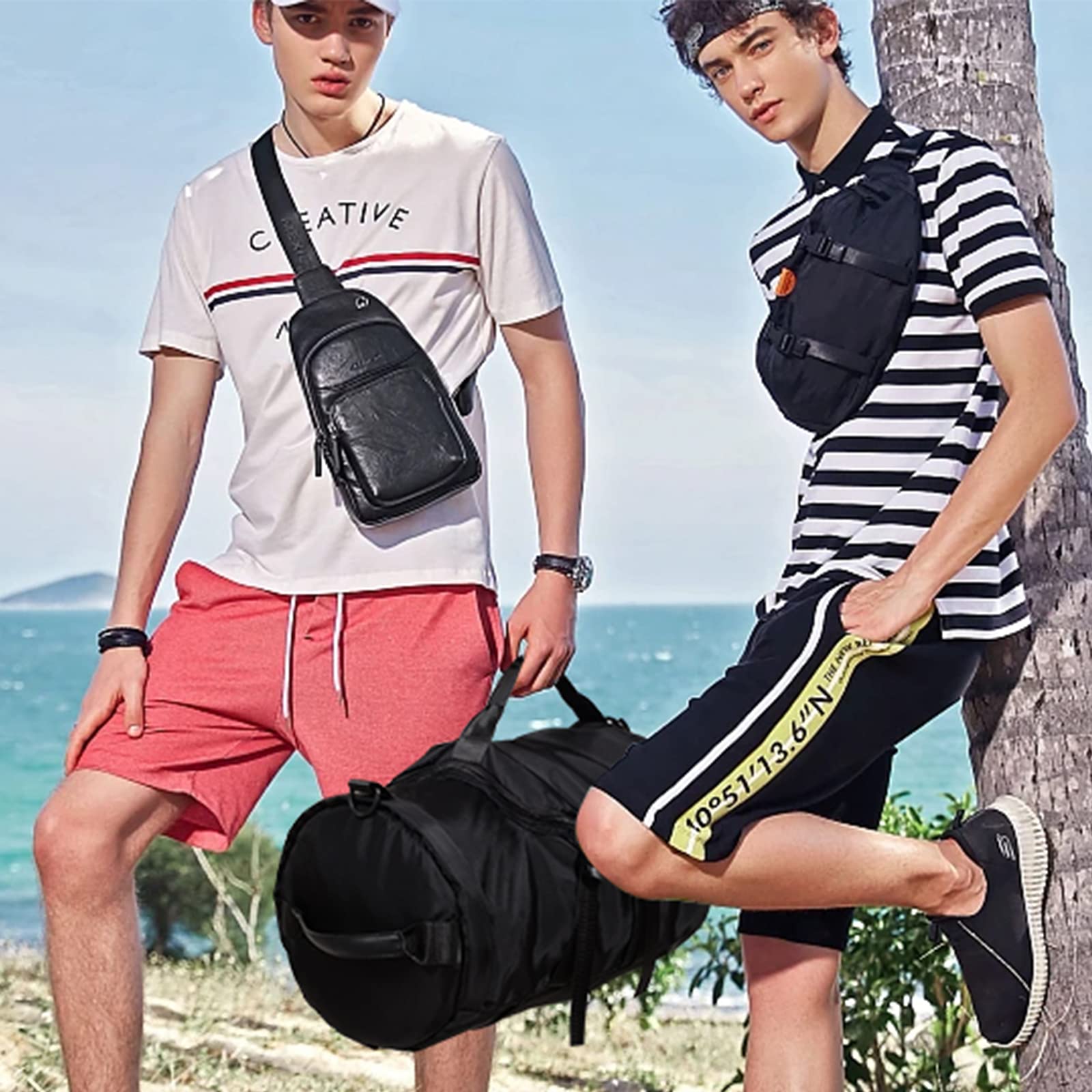 Small Gym Bag for Men and Women, Black Gym Backpack with Shoe Compartment, Weekender Backpack, Workout Bag for Exercise, Travel Duffle Backpack for Cycling, Swiming, Camping