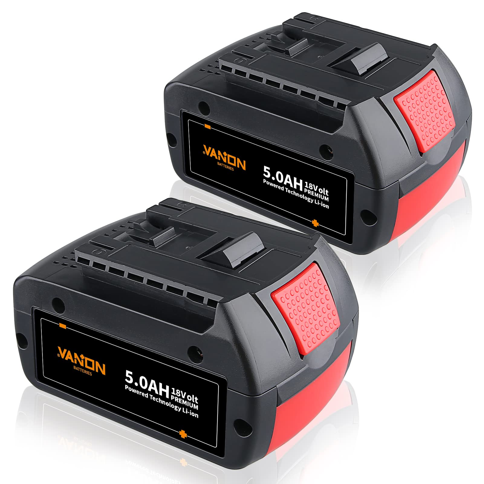 VANON 2Pack BAT609 5.0Ah Lithium-ion Battery Replacement for Bosch 18V Battery BAT609G BAT618 BAT618G BAT619 BAT619G BAT622 BAT620-2PK SKC181-202L