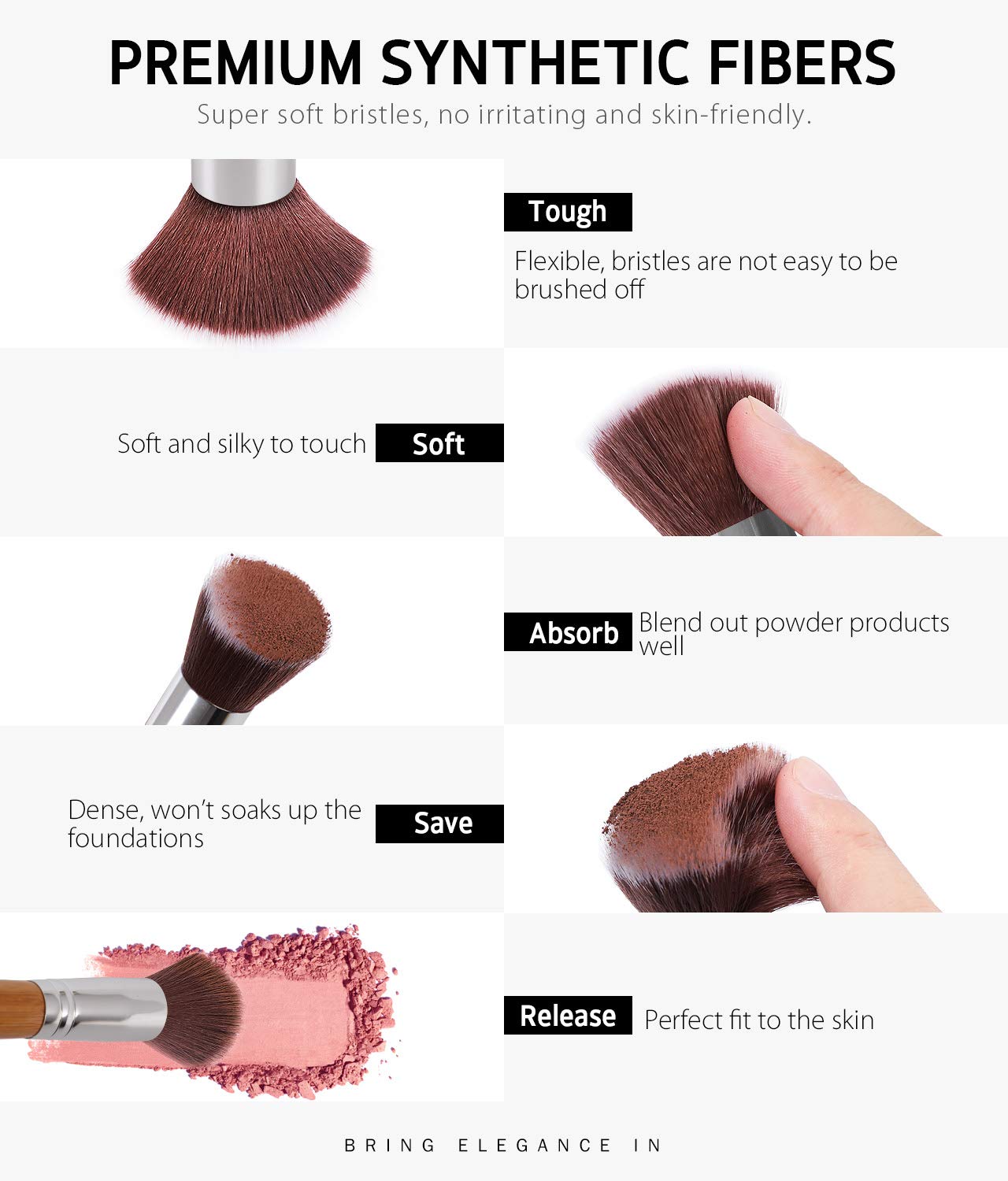 Syntus Makeup Brush Set, 11 Makeup Brushes & 4 Blender Sponges & 1 Brush Cleaner Premium Synthetic Foundation Powder Kabuki Blush Concealer Eye Shadow Makeup Brush Kit, Bamboo