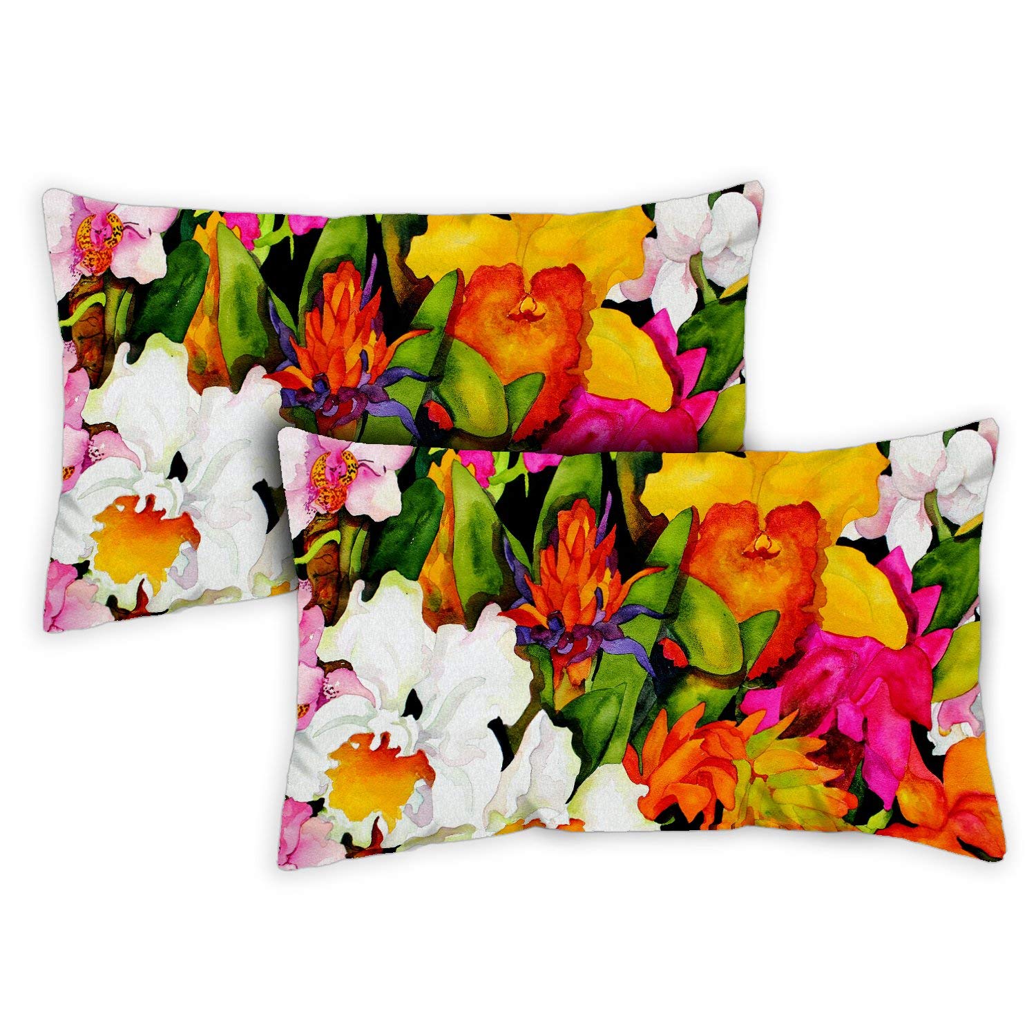 Toland Home Garden Exotic Flowers 18 x 18 Inch Indoor, Pillow, Case (2-Pack)