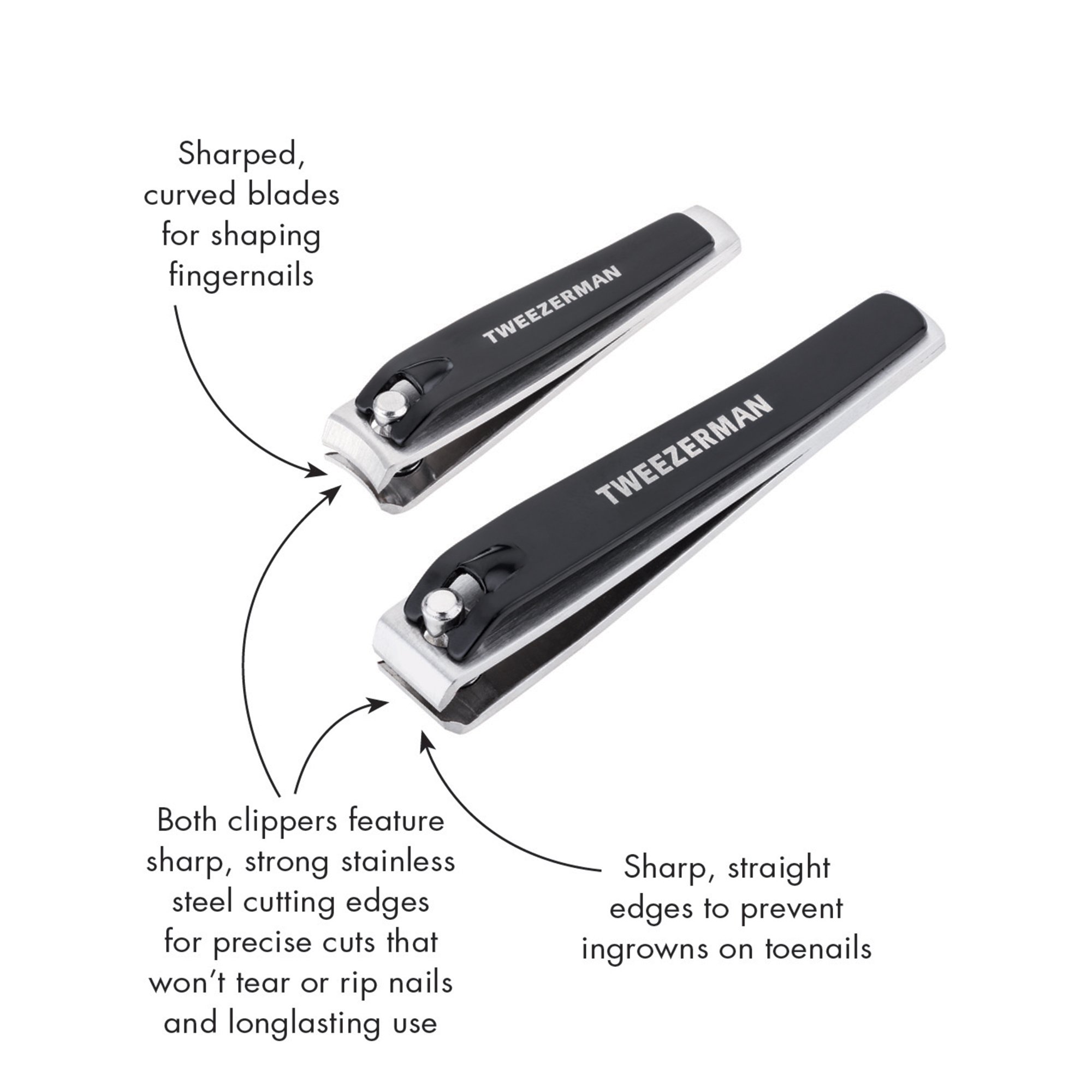 Tweezerman Stainless Steel Nail Combo Set with Fingernail and Toenail Clippers