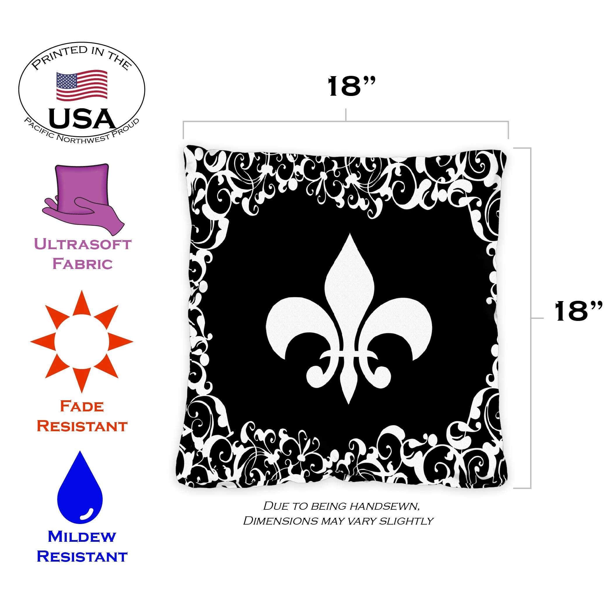 Toland Home Garden Fleur De-lis 18 x 18 Inch Indoor, Pillow, Case (2-Pack)
