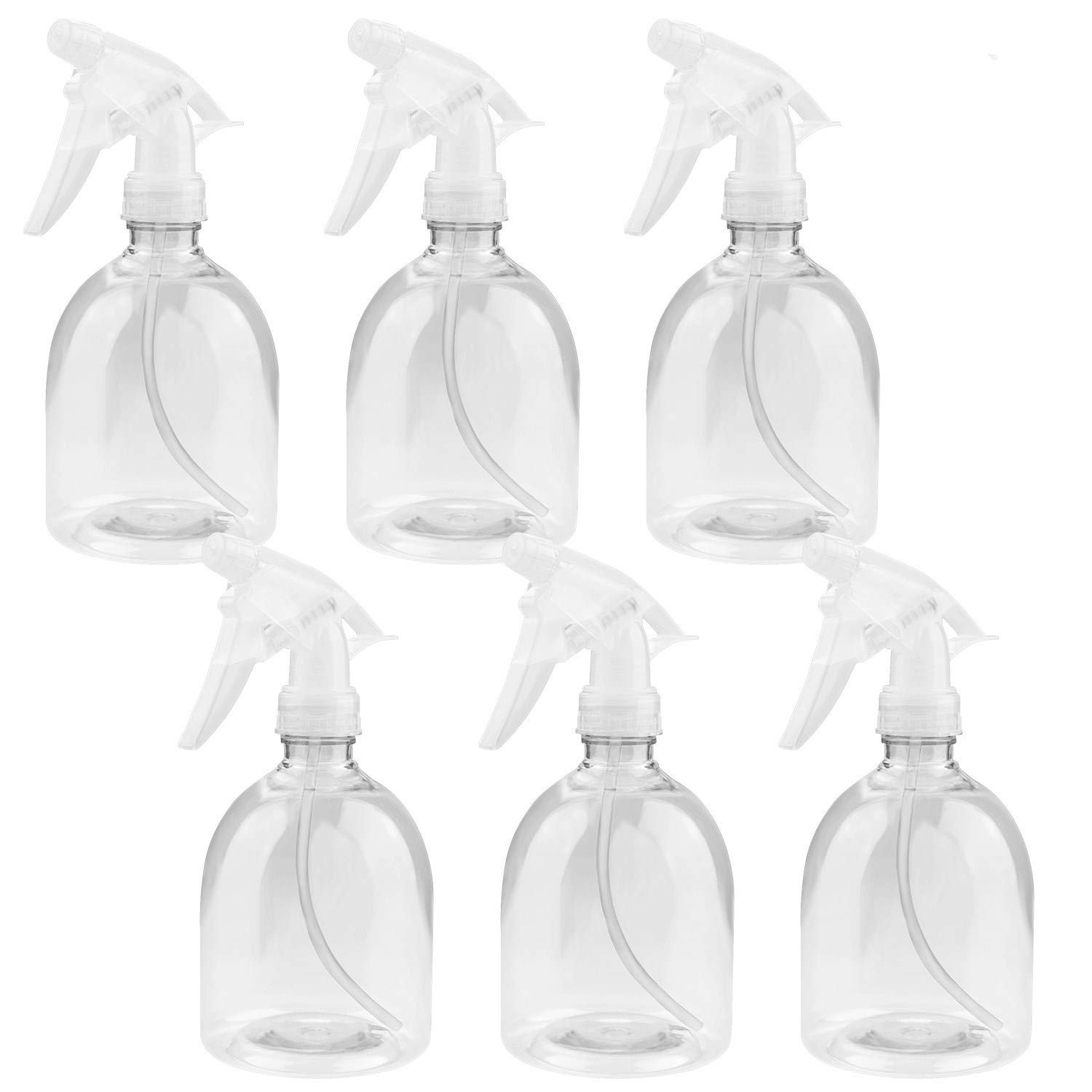 Woaiwo-q Plastic Spray Bottle,16oz/500ml Empty Clear Spray Bottles for Cleaning Solutions,Hair,Oils,Adjustable Head Sprayer Water Squirt Bottle(6 PACK)