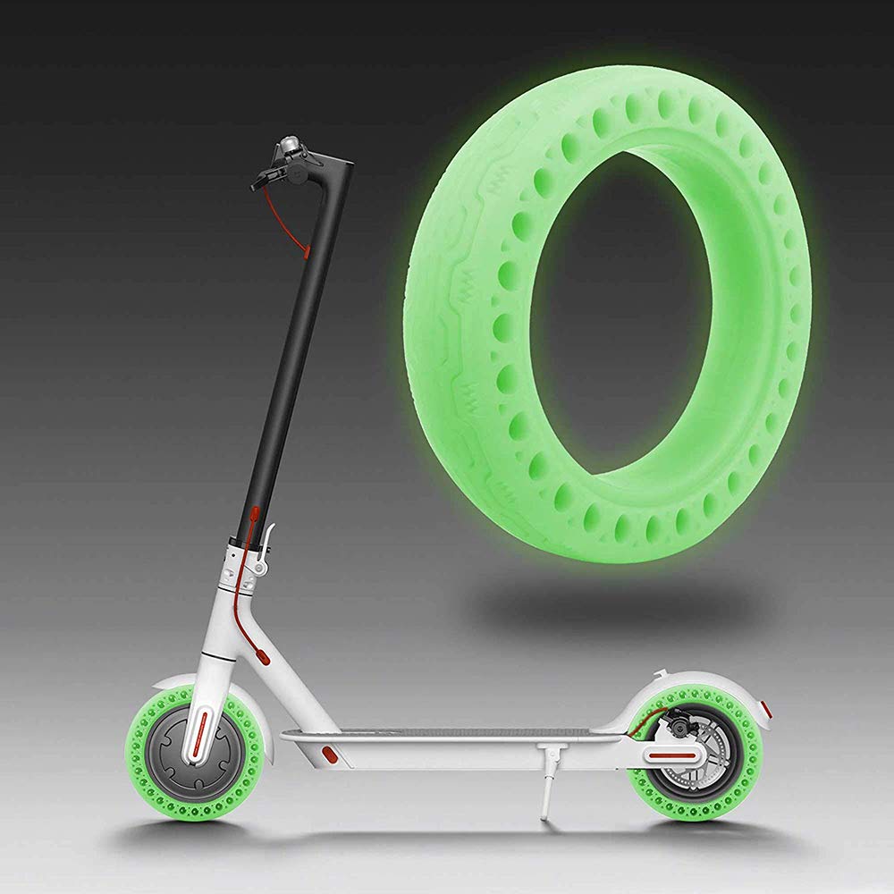 Tisfer Honeycomb Rubber Fluorescent Solid Tire, 8.5 Inch Fluorescent Green Tire for Xiaomi M365 Electric Scooter Tubeless Luminous Solid Tire 1 Pack