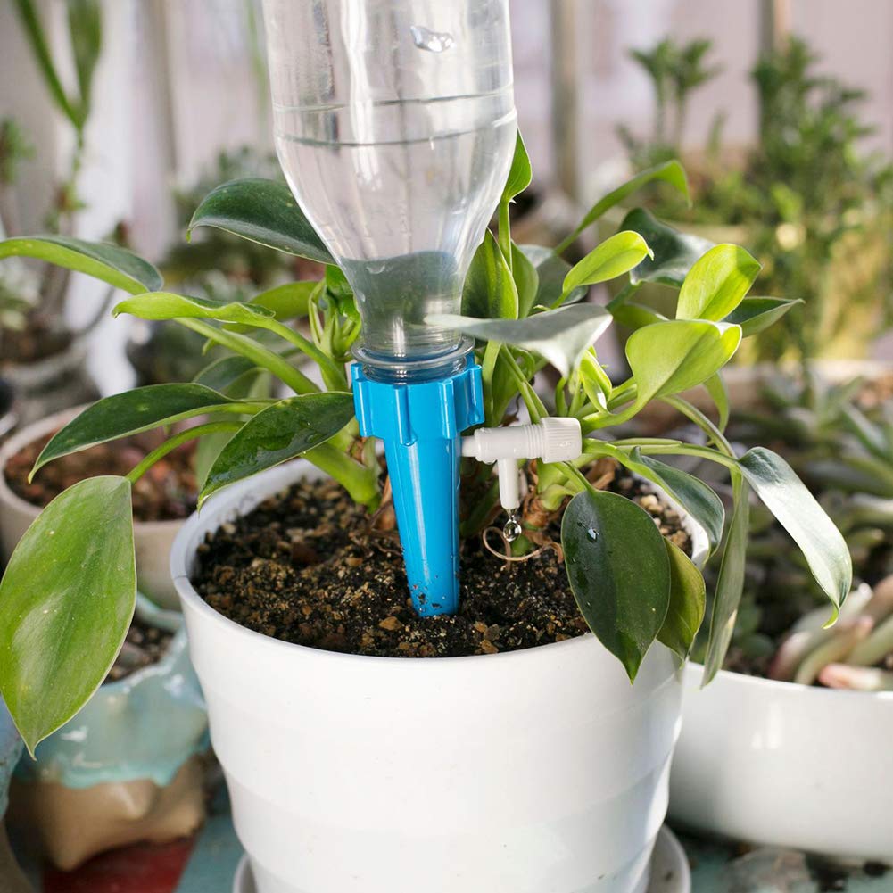 smallwoodi Water Spikes,6Pcs Adjustable DIY Flow Drip Water Spikes Automatic Pot Plants Waterers Taper Water Seepage Automatic Watering Device drip Lazy Valve Adjustable Random Color