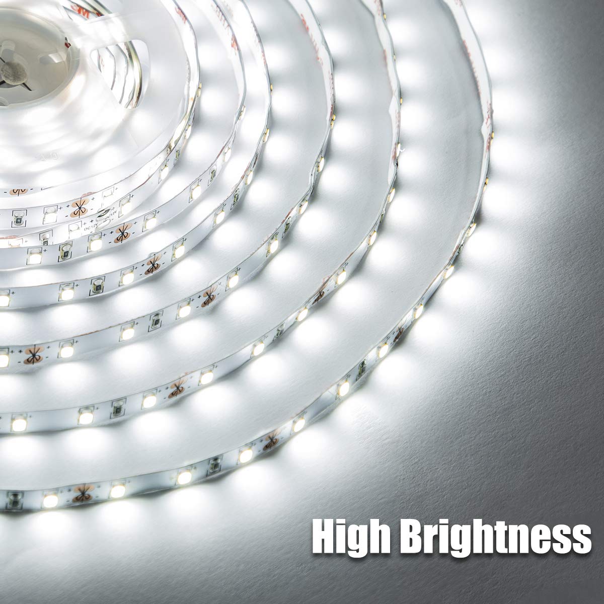 wobsion White Led Strip Lights, Under Counter Lights for Kitchen, Flexible Under Cabinet Led Light for Kitchen,Shelf,Cupboard,Desk,Mirror,6.6 Feet DIY Rope Light,12V DC Power,120 LEDs,6000K,4 Panel