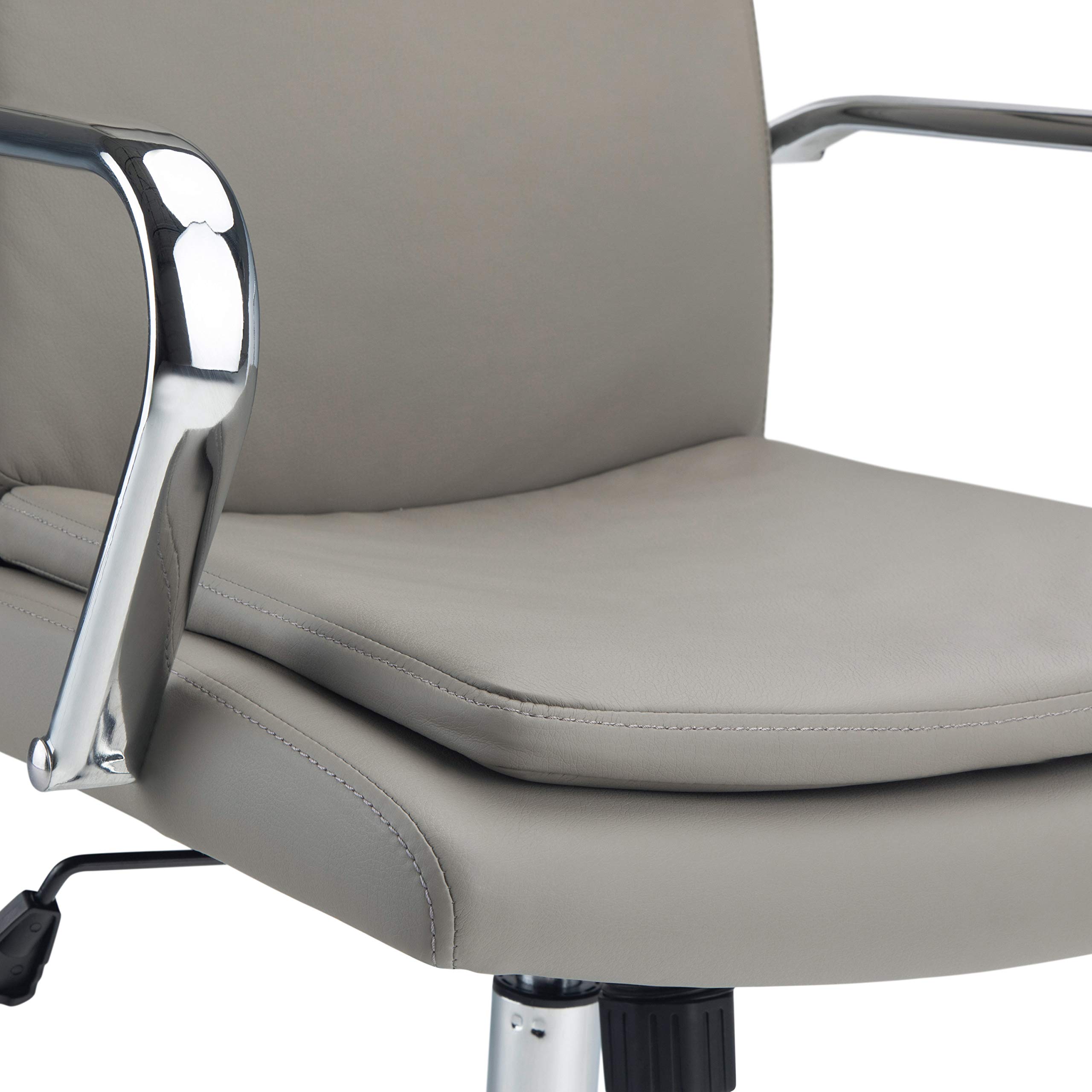 SIMPLIHOME Swanson Swivel Adjustable Executive Computer Office Chair in Grey Taupe Faux Leather, for the Office and Study, Contemporary