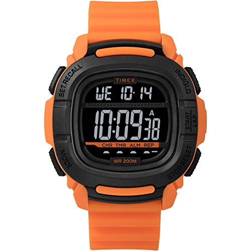 Timex Men's TW5M26500 Command 47mm Orange/Black Silicone Strap Watch