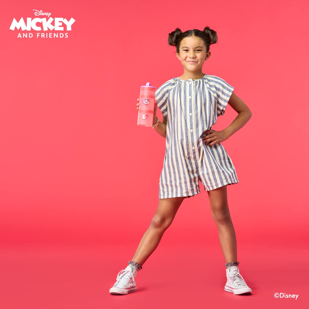 Whiskware Disney Stackable Snack Containers for Kids and Toddlers, 3 Stackable Snack Cups for School and Travel, Minnie and Daisy