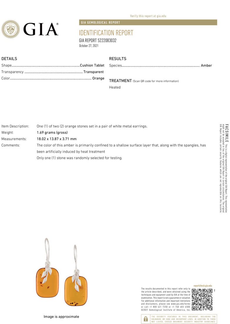 Sterling Silver Baltic Honey Amber EarringsFern