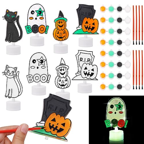 Suncatchers for Kids to Paint,Halloween Decorations DIY Led Light Up Suncatchers,Halloween Classroom Prizes,Halloween Crafts for Kids, Ages 4,5,6,7,8,9