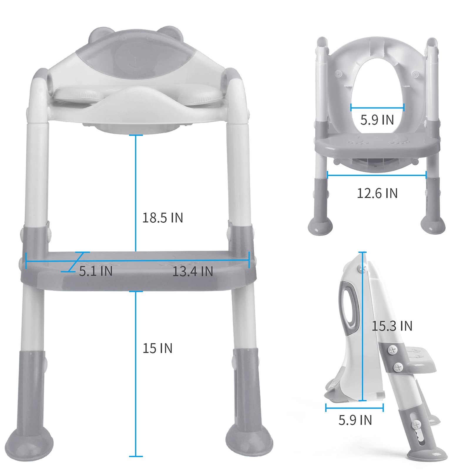 Victostar Potty Training Seat with Step Stool Ladder, Foldable Potty Training Toilet for Kids Boys Girls Toddlers-Comfortable Cushion Safe Handle Anti-Slip Pads