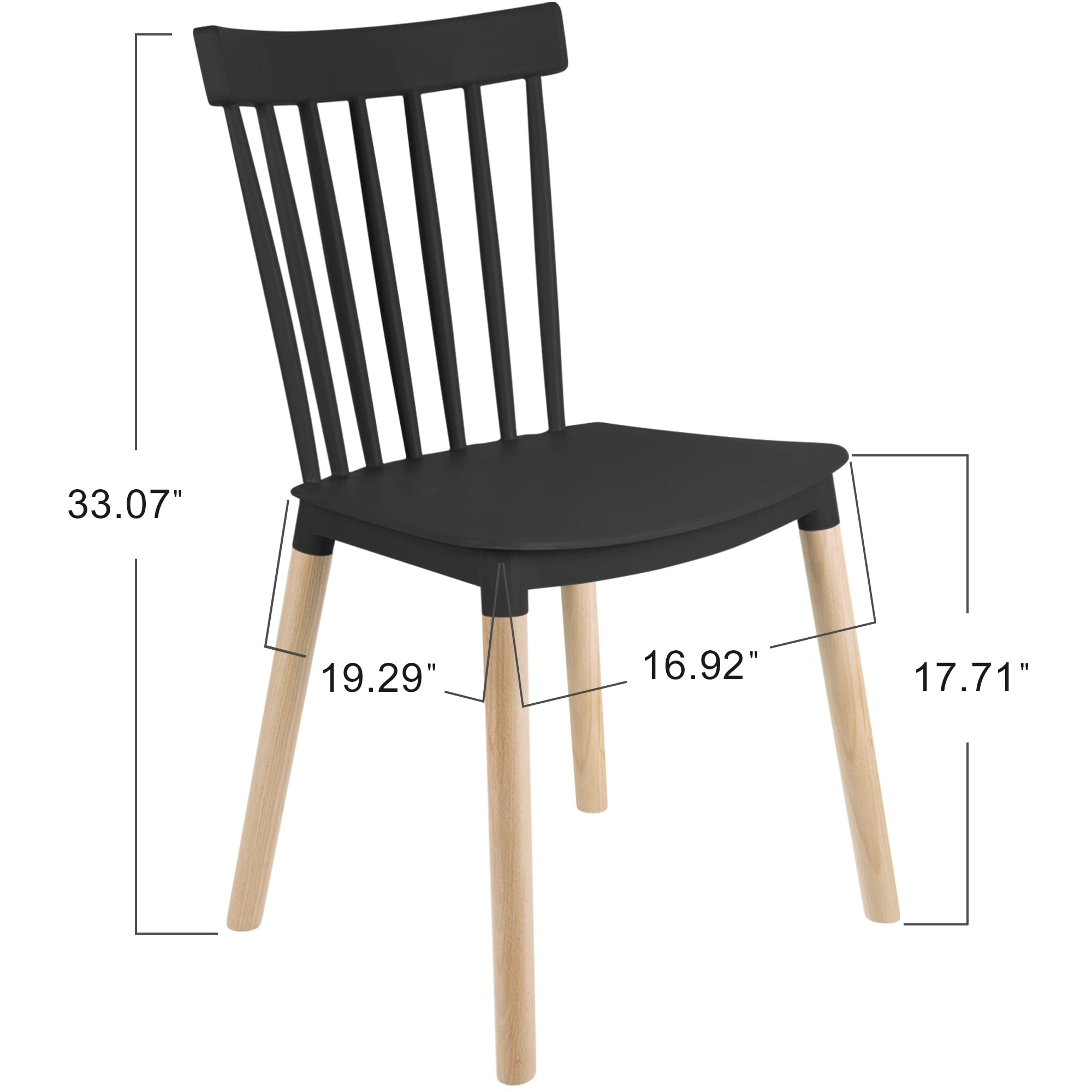 Simpol Home DSW Armless Modern Plastic Chairs with Wood Legs for Living, Bedroom, Kitchen, Dining,Lounge Waiting Room, Restaurants, Cafes, Set of 2, Pink Light