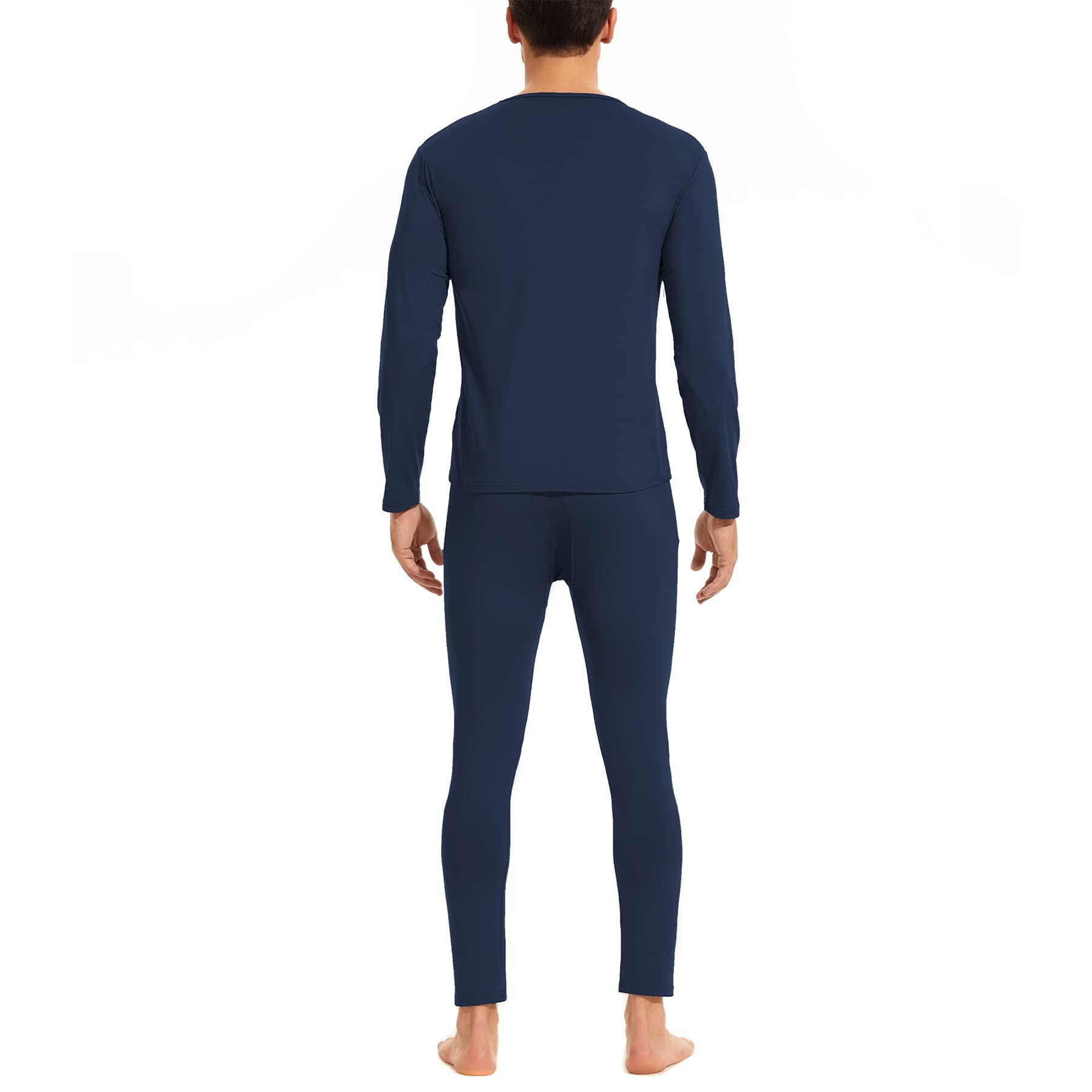 Zando Mens Long Johns Thermal Underwear Set Fleeced Lined Base Layer Men Cold Weather Mens Long Sleeve Thermal Shirt and Bottom Heated Base Layer Thermal Shitrs for Men Navy Blue Medium