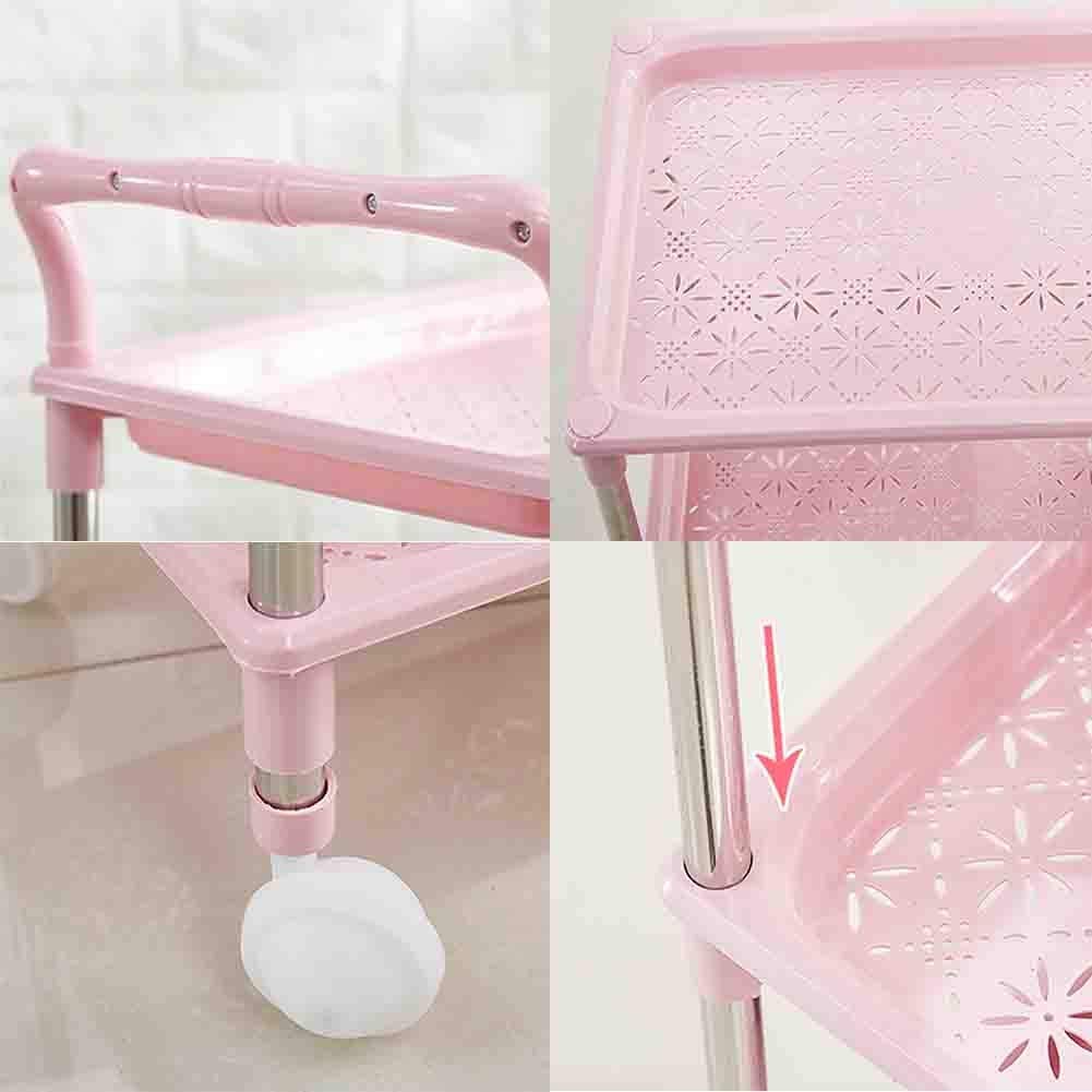 YGCBL Multifunction Portable Hand Trucks,Trolleyserving Trolley Cart Abs Plastic Universal Wheel 4 Tier Drain Moisture Lightweight Armrest Balcony, Load 18 Kg, 3 Colors,Beige