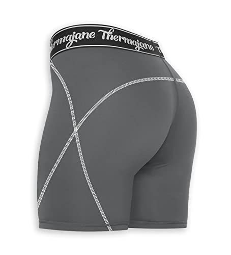 Thermajane Compression Shorts for Women Athletic Spandex Volleyball Shorts Women (Large, Steel Grey)