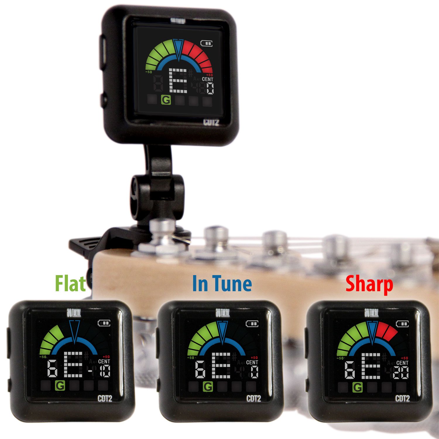 So There Rechargeable Clip-on Tuner for Guitar, Bass, Ukulele, Violin & Other Stringed Instruments