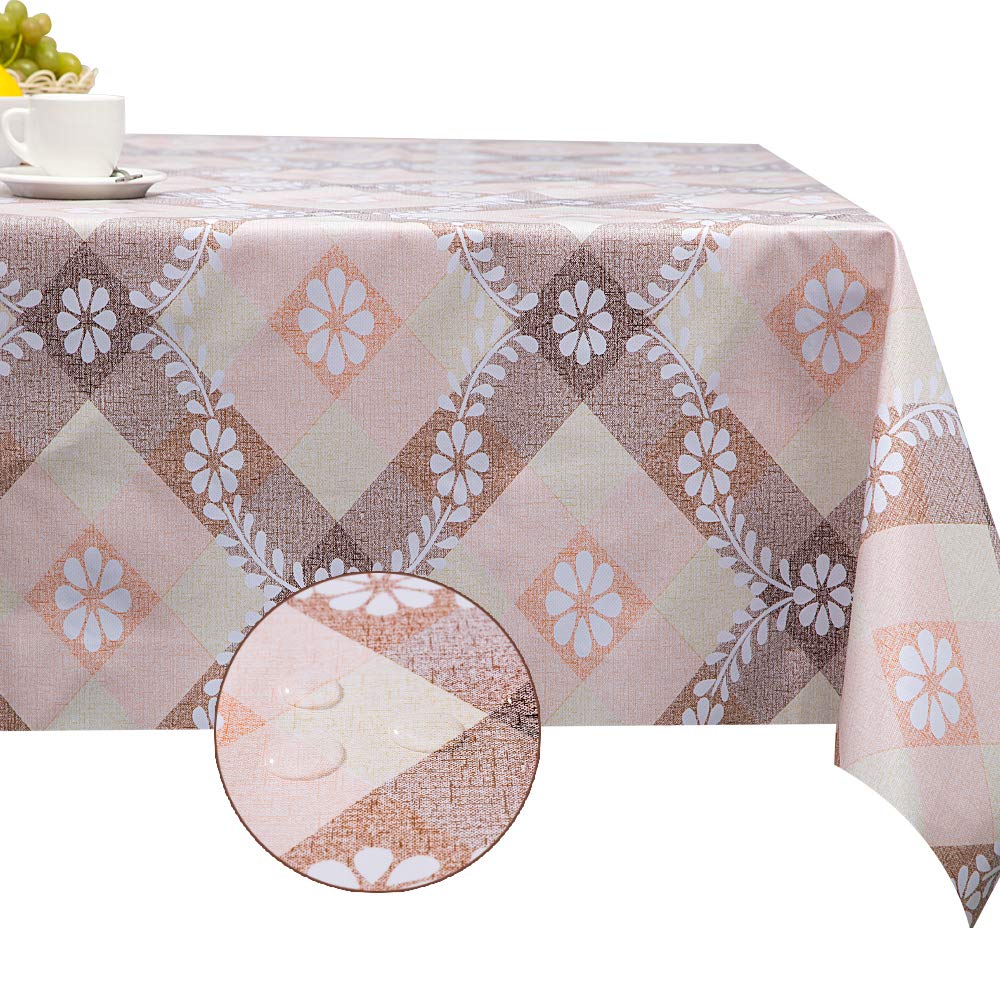 Tablecloth Vinyl Rectangle Waterproof, Stain Resistant Oilproof, Plastic PVC Heavy Duty Wipe Clean, for Kitchen Dinning Baby Outdoor Party Camping