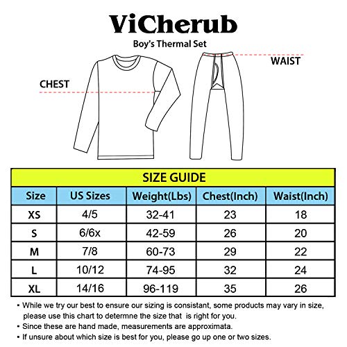 ViCherub Boys Thermal Underwear Set Long Johns for Kids thermals Top & Bottom Knit Base Layer Fleece Lined Winter Warm 2 Sets for Boy