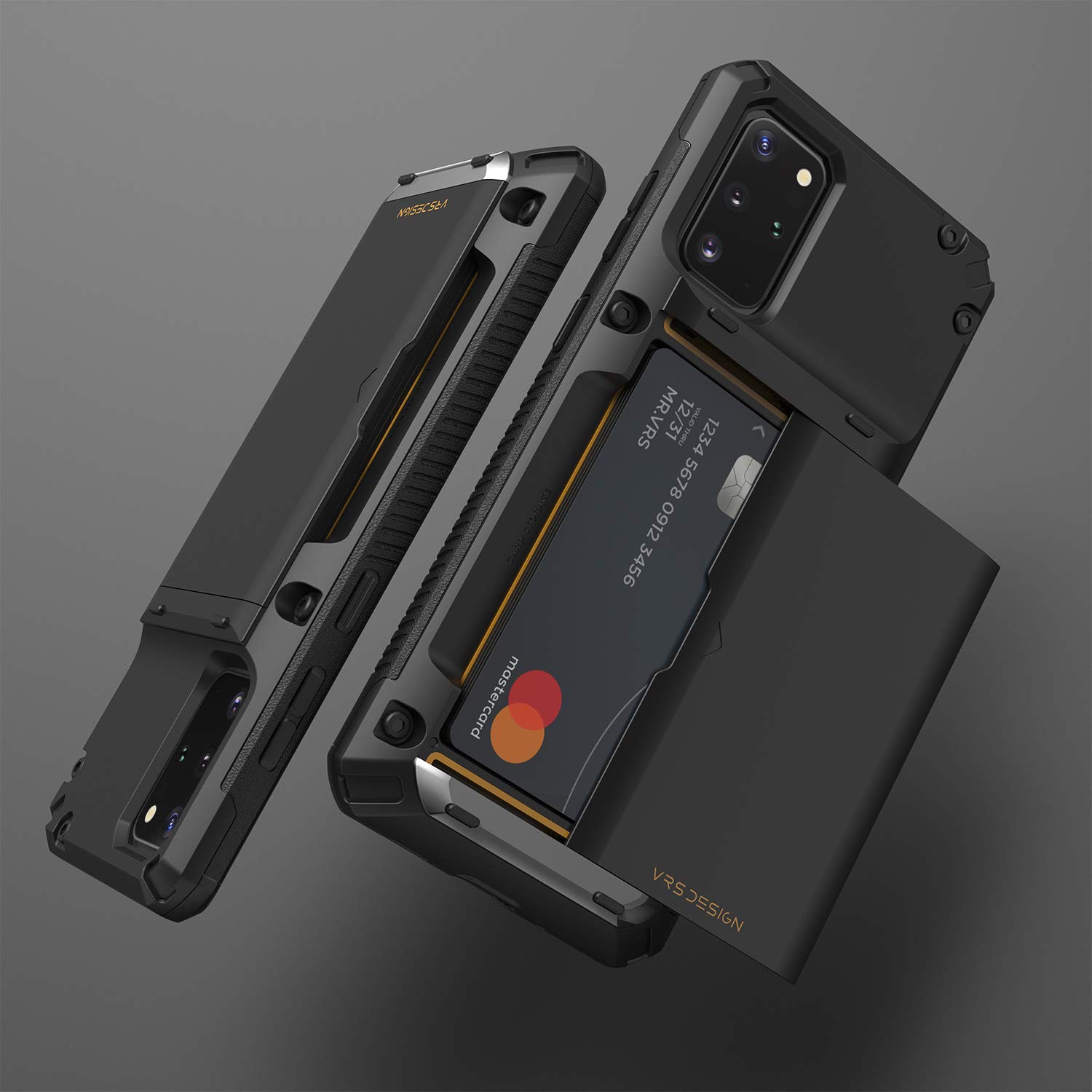 VRS DESIGN Damda Glide Pro Phone Case for Samsung Galaxy S20 Plus, with [4 Cards, Semi Auto] Premium Sturdy Credit Card Slot Wallet for Samsung Galaxy S20 Plus 5G Case 6.7"(2020) Black