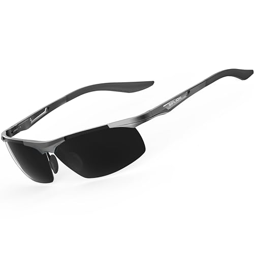 SIPLION Men's Sunglasses Polarized Sport Glasses for golf fishing driving Metal Frame Sun glasses 8729 Gray+Gray