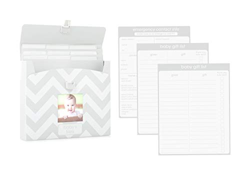 Tiny Ideas Baby File Keeper Organizer, Gray Chevron, Newborn Baby Document Organizer, Durable File Folder