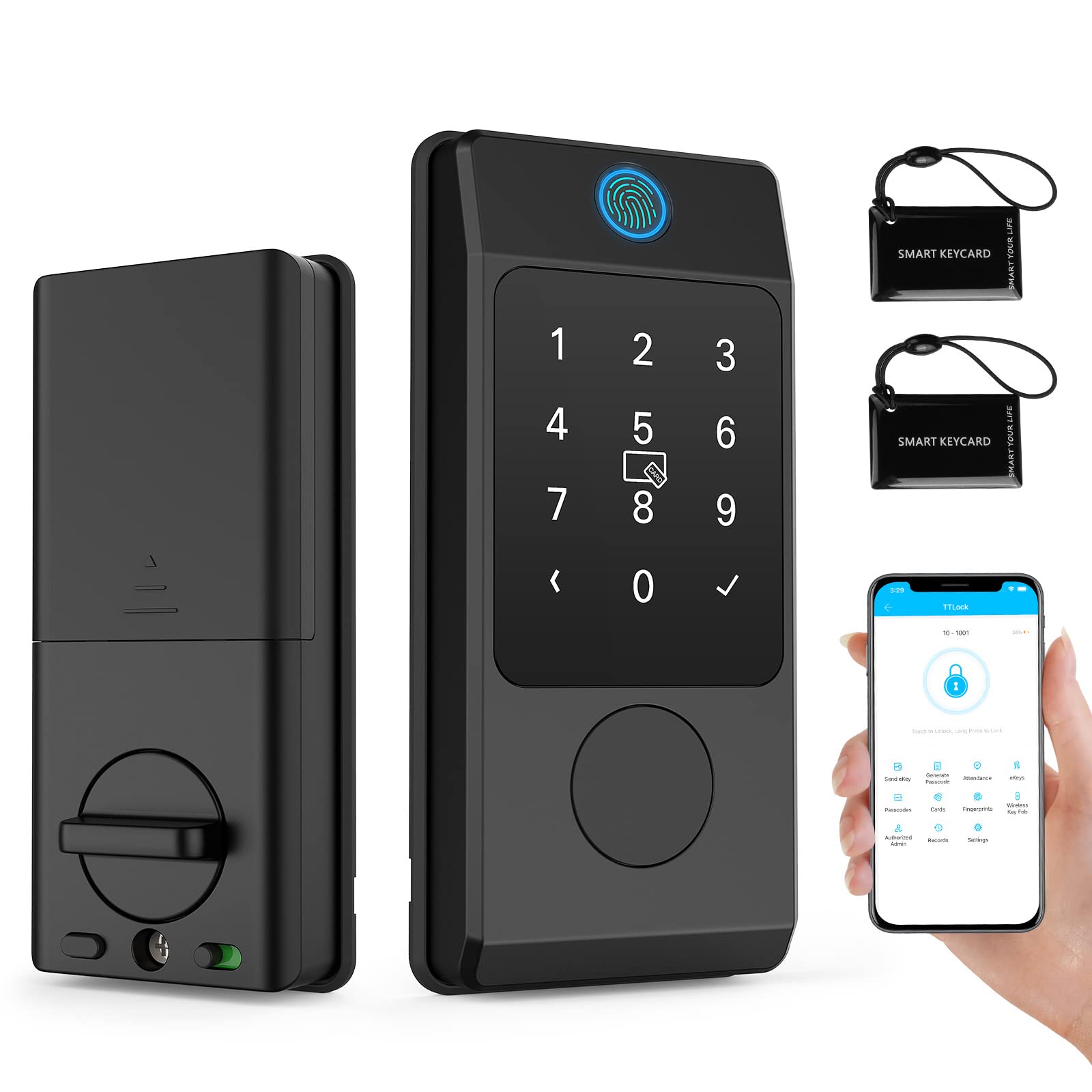 Smart Locks for Front Door, Miuedo Electronic Fingerprint Door Locks with Keypads, Wi-Fi & Bluetooth Electronic Deadbolt, Touchscreen Keypad, App Control, Ekeys Sharing, Auto Lock for Homes and Hotel