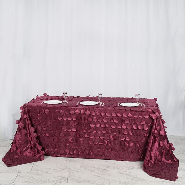 TABLECLOTHSFACTORY 90x132 Burgundy Flamingo Petals Taffeta Rectangle Tablecloth for Wedding Party Decoration