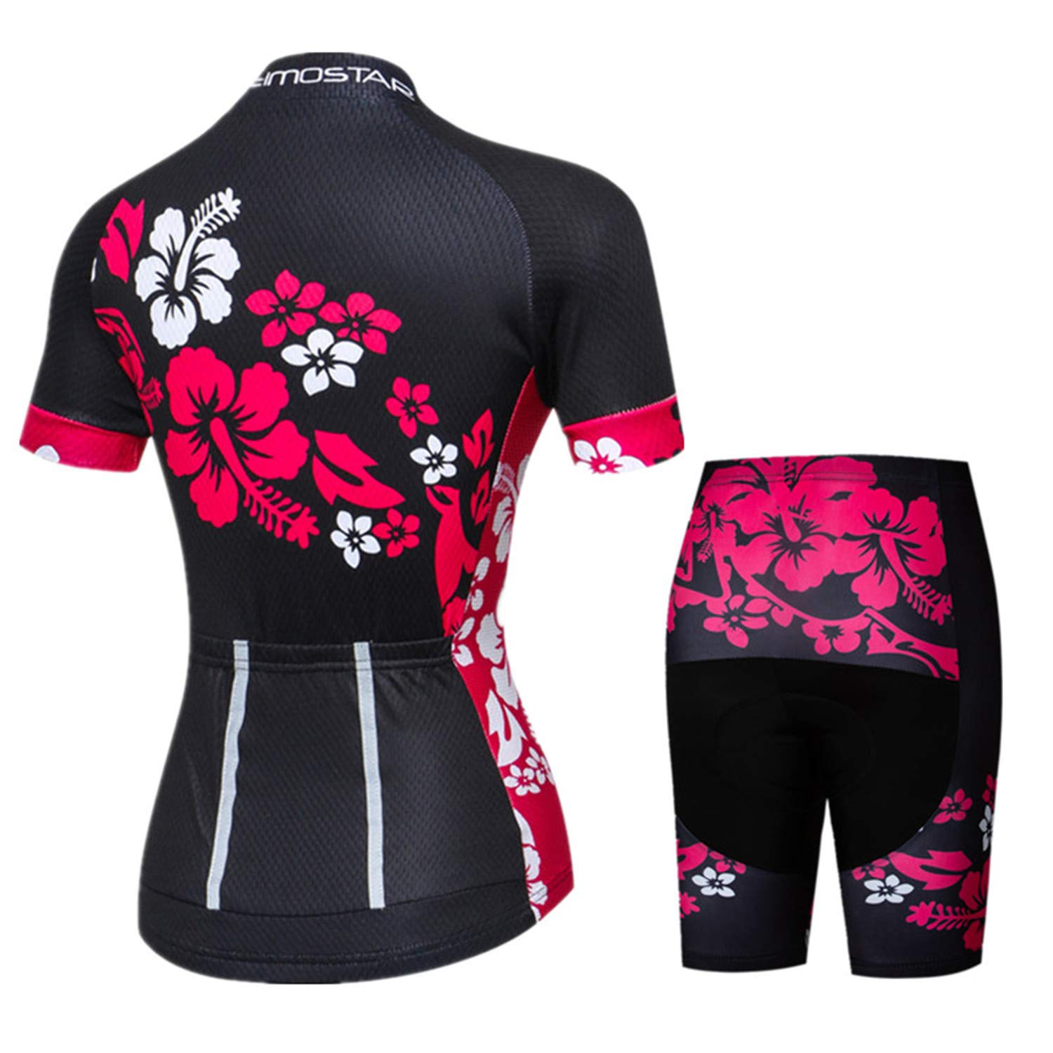 Women's Cycling Clothing Short Sleeve Bike Jersey Sets Bib Shorts Reflective 3 Pocket