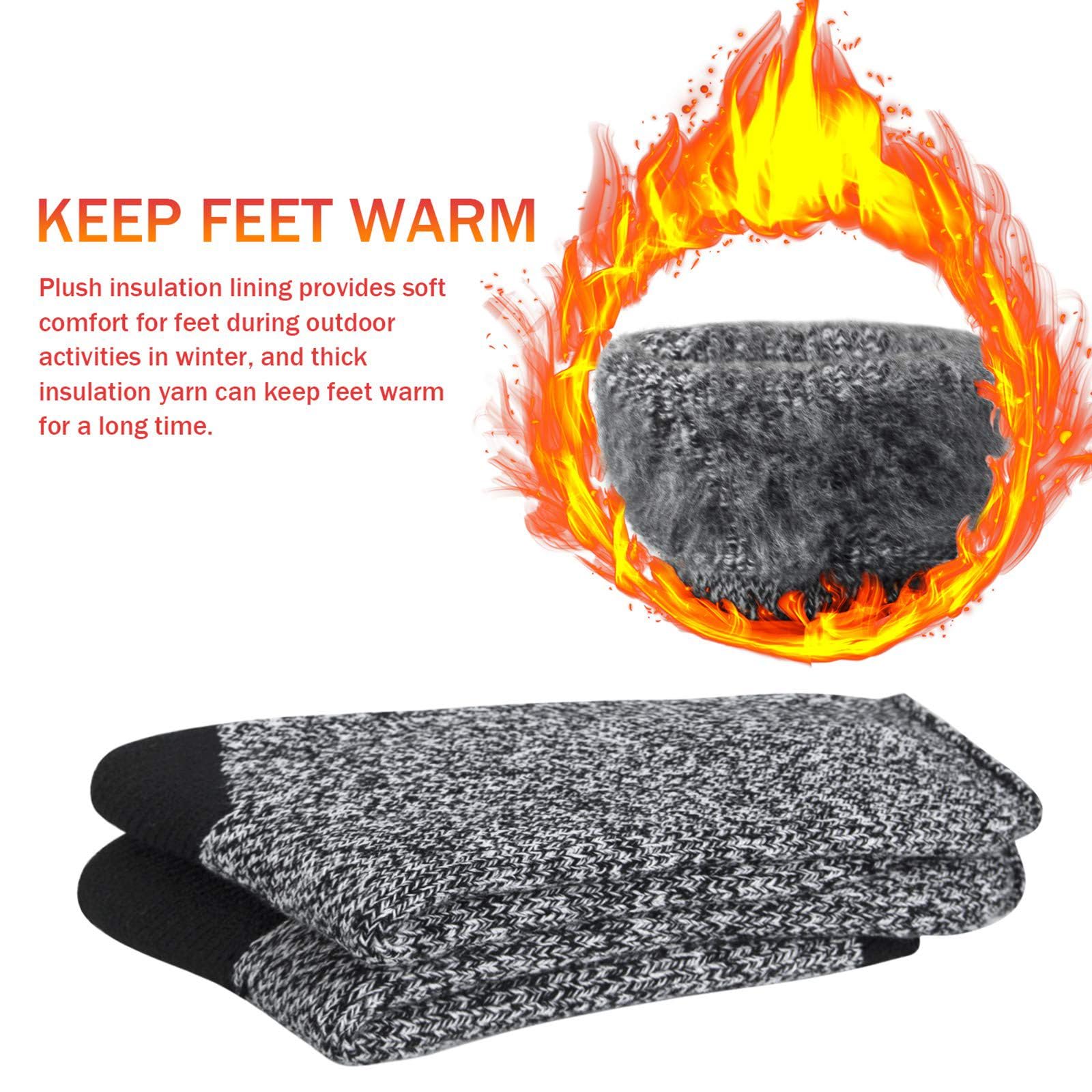 Thermal Socks for Men Thick Insulated Heated Socks Winter Warm Socks for Cold Weather(Gray)
