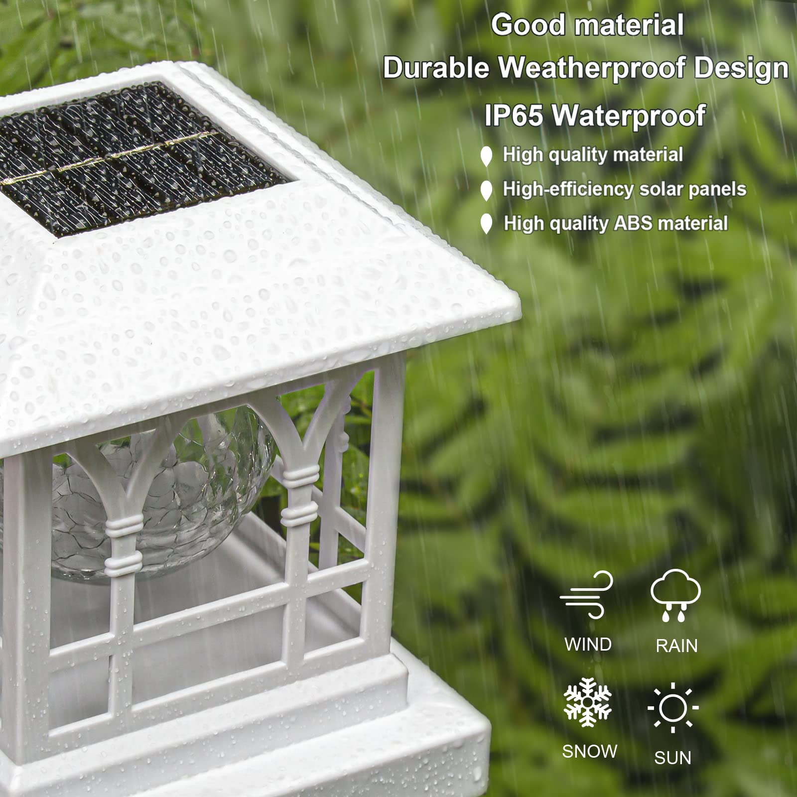 White Solar Post Lights Outdoor Fence Post Lights Fit 3.5x3.5 4x4 4.5x4.5 5x5 Deck Post Lights Solar Powered, RGB & Warm White, 20 LM 1000mAh Battery IP65 Waterproof, ABS Shell Glass Lens (12 Pack)