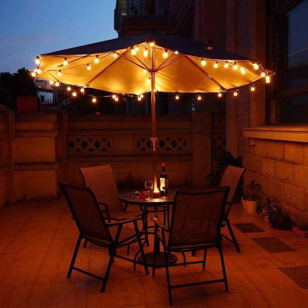 Romasaty 25FT LED Outdoor String Lights, G40 LED Globe Patio String Lights with 27 Shatterproof LED Clear Light Bulbs, Decorative Lighting for Garden Porch Backyard Gazebo Party Decor-Black Wire
