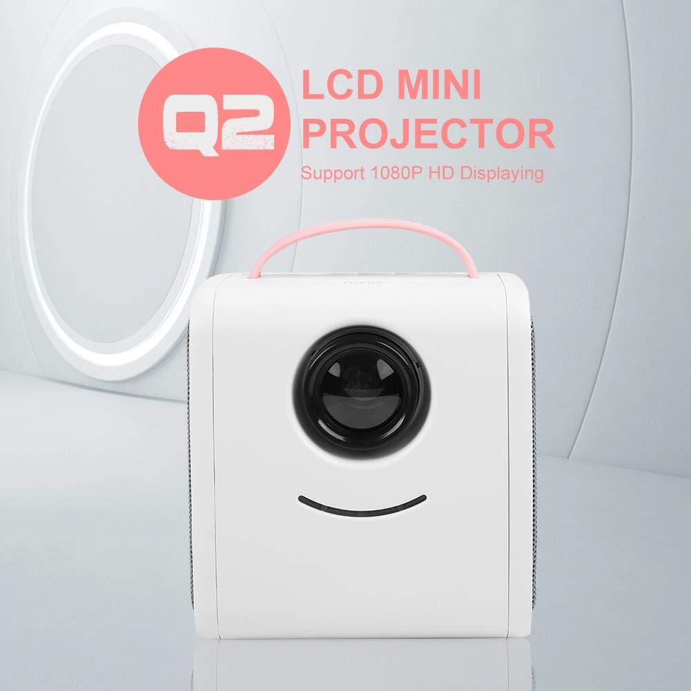 Wendry Projector,Mini LED Projector,Children Education Projector,Portable HD LED HDMI Projector,Home Theater Children's Gift,for Courtyard, Travel,Camping, etc.(Pink US)