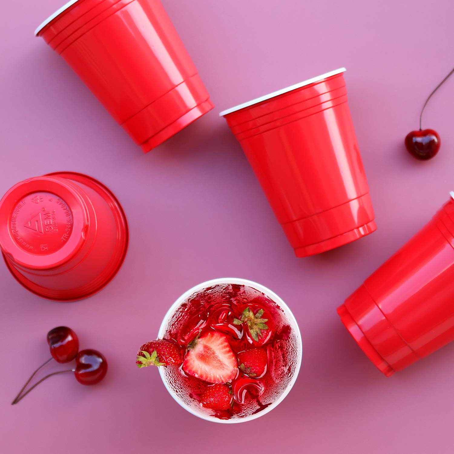 StarMar Red Plastic Cups, [50 Pack] 16 Oz Party Cup Disposable Cup Big Birthday party Cups