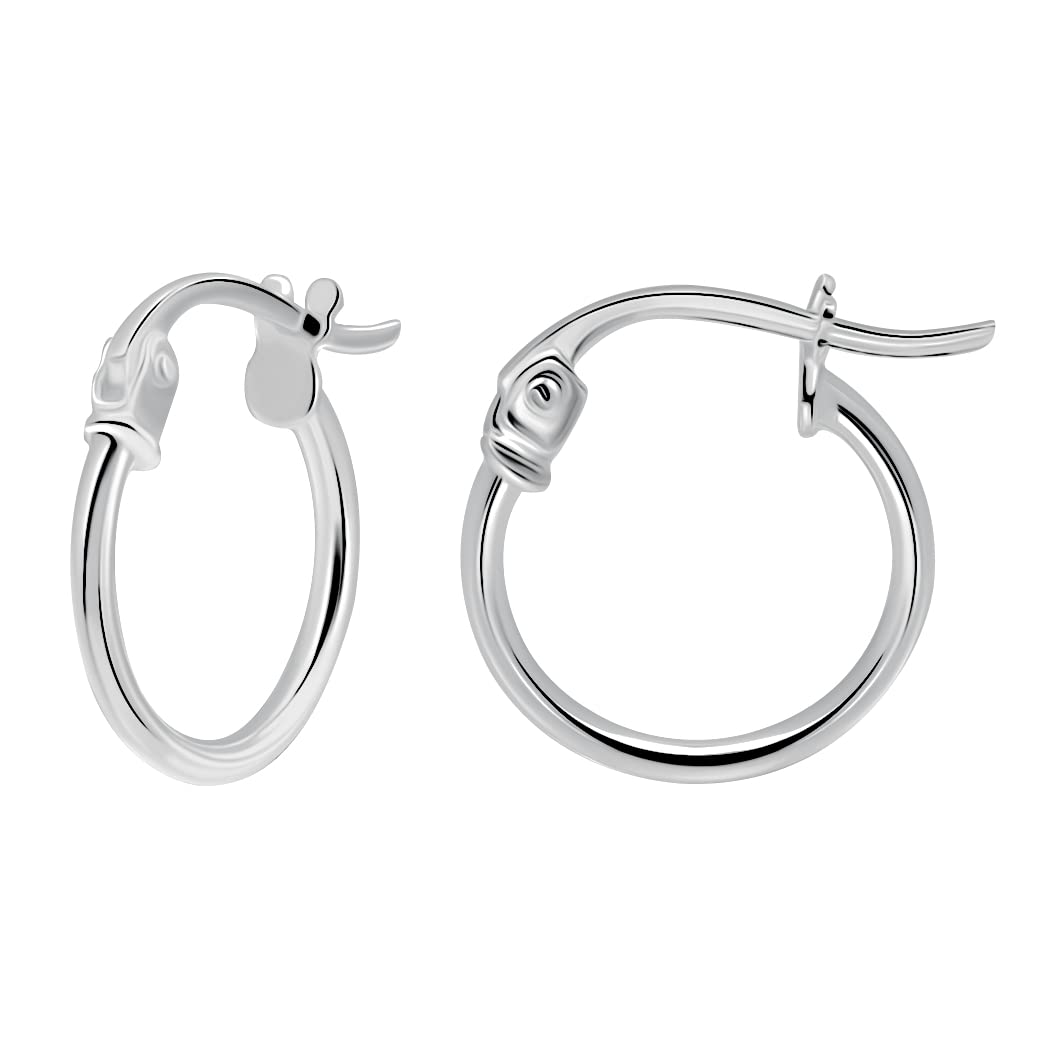 Sterling Silver Earrings for Women - Hoops Earrings For Women - Hypoallergenic Earrings for Women Silver, Silver 12MM