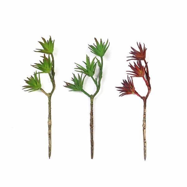Tableclothsfactory Set of 3 | 13β Assorted Artificial Succulent Plants Yucca Aloe Vera Long Stem Mini Green Plants