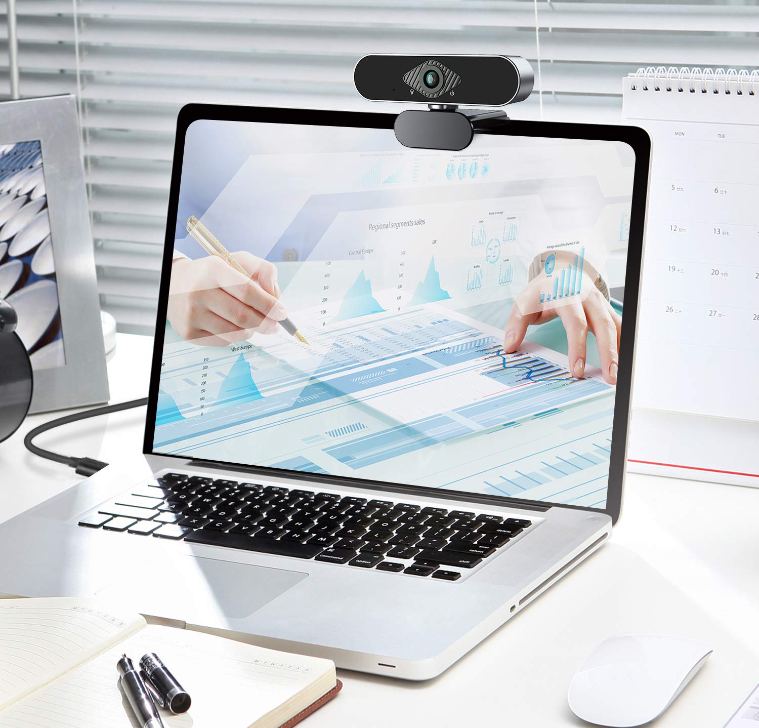 Wennyn Webcam 1080P HD with Microphone & Privacy Cover, USB Web Cam with Live Streaming HD Video for Mac, PC, Computer and Laptop, Wide Angle Lens 1080P Web Camera with 360 Degree Flexible Mount