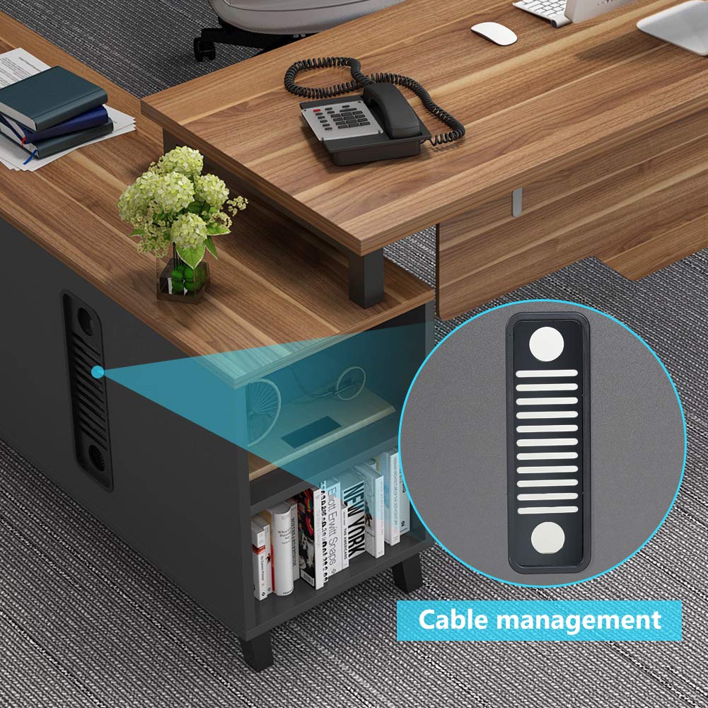 Tribesigns 55 inches Executive Desk with 47" File Cabinet, L-Shaped Computer Desk Home Office Furniture with Storage Shelves, Office Table with Cabinet Combo