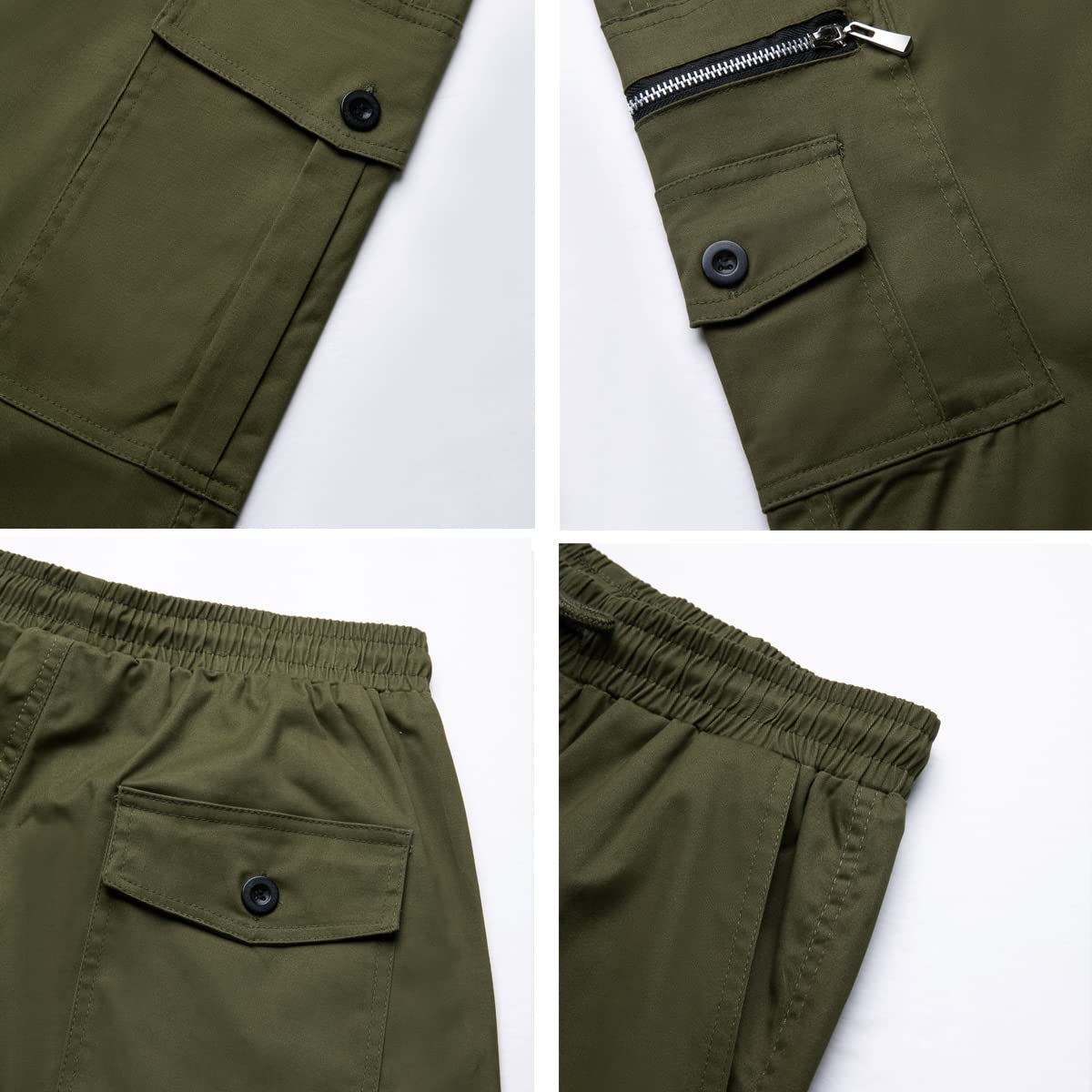 WZIKAI Mens Cargo Pants Relaxed Fit Drawstring Joggers Sweatpants for Men Workout Casual Long Trousers Army Green XXL
