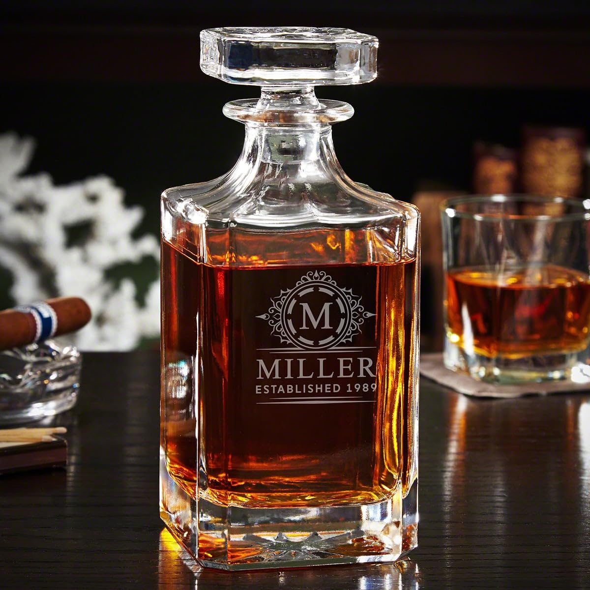 Wax Seal Whiskey Glasses with Personalized Leather Wrap, Set of 2 (Custom Product)