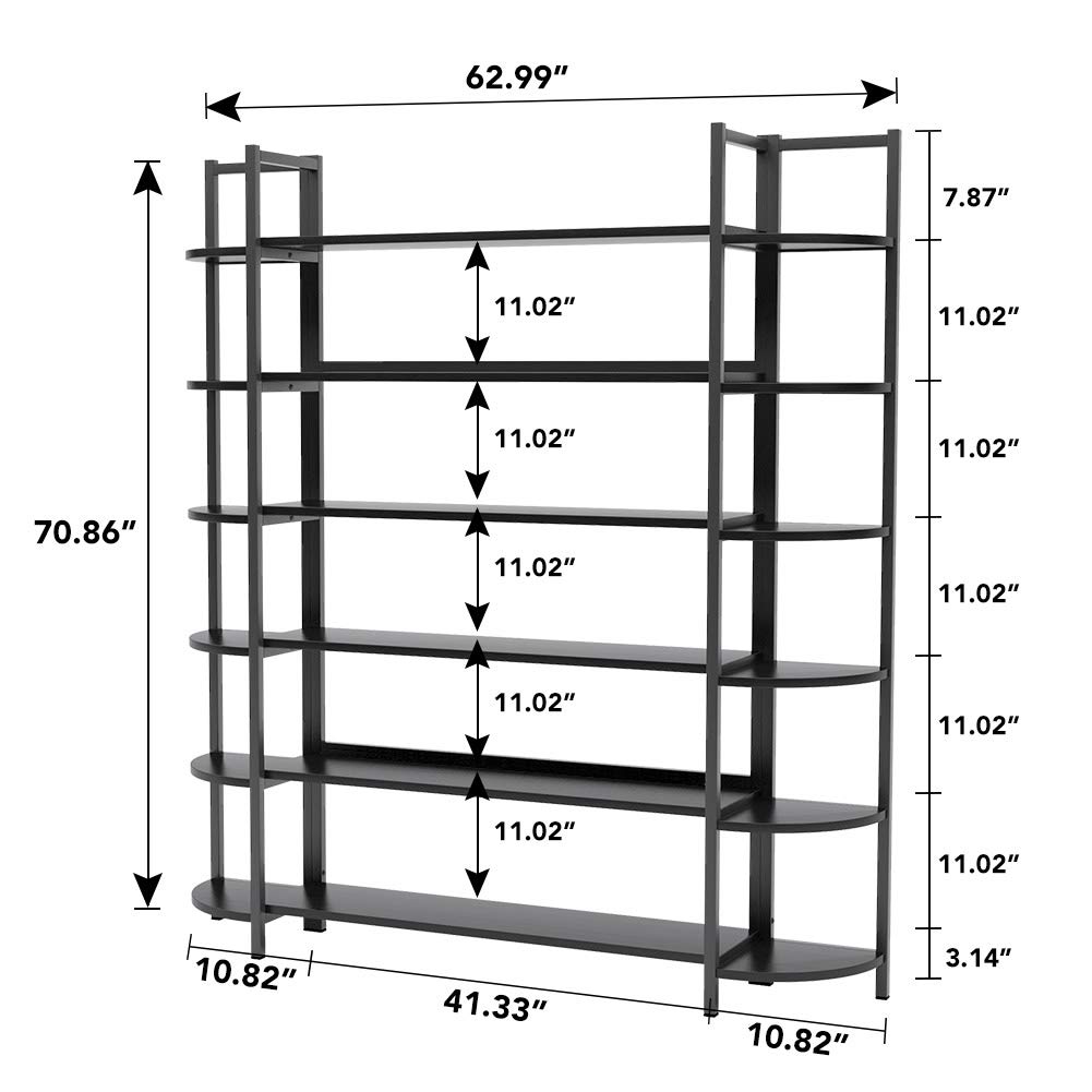 Tribesigns Triple Wide 6-Shelf Bookshelves, 6-Tier Large Etagere Bookcase Bookshelves Storage and Double Wide Bookshelf Display Shelves with Sturdy Metal Frame for Home Office Deco,Black