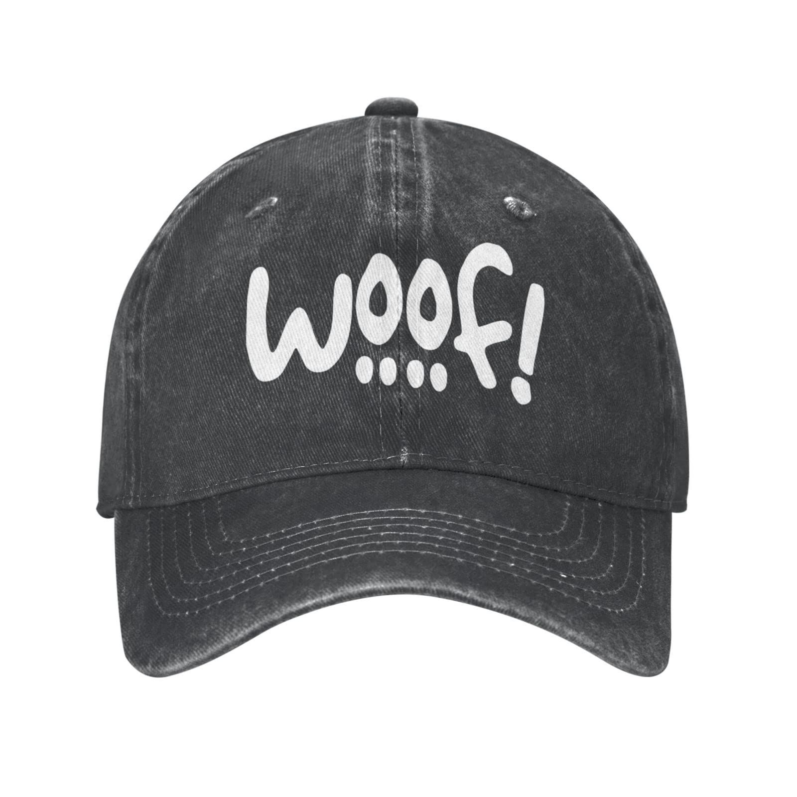 ZDZQART WOOF! Unisex Cowboy Hat Baseball Caps Adjustable Sports Golf Denim Casquette Cap Black