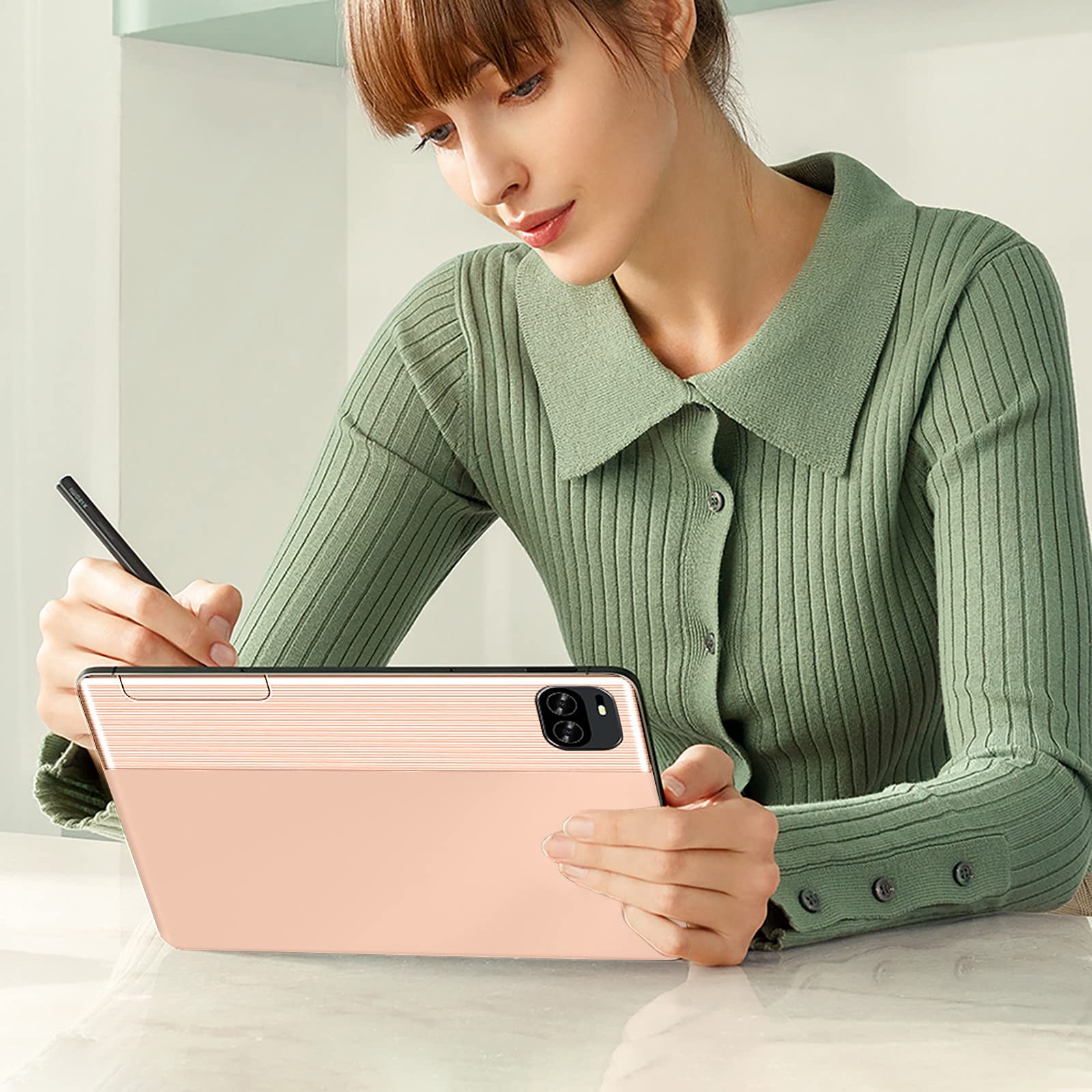 Upgraded 10.1 Inch Ultra-Thin HD Tablet 2+16g WiFi Bluetooth Android 10-Core Voice 3800mah Battery Call Game Tablet Supports Sim Communication, Front and Rear Dual Cameras (Gold)