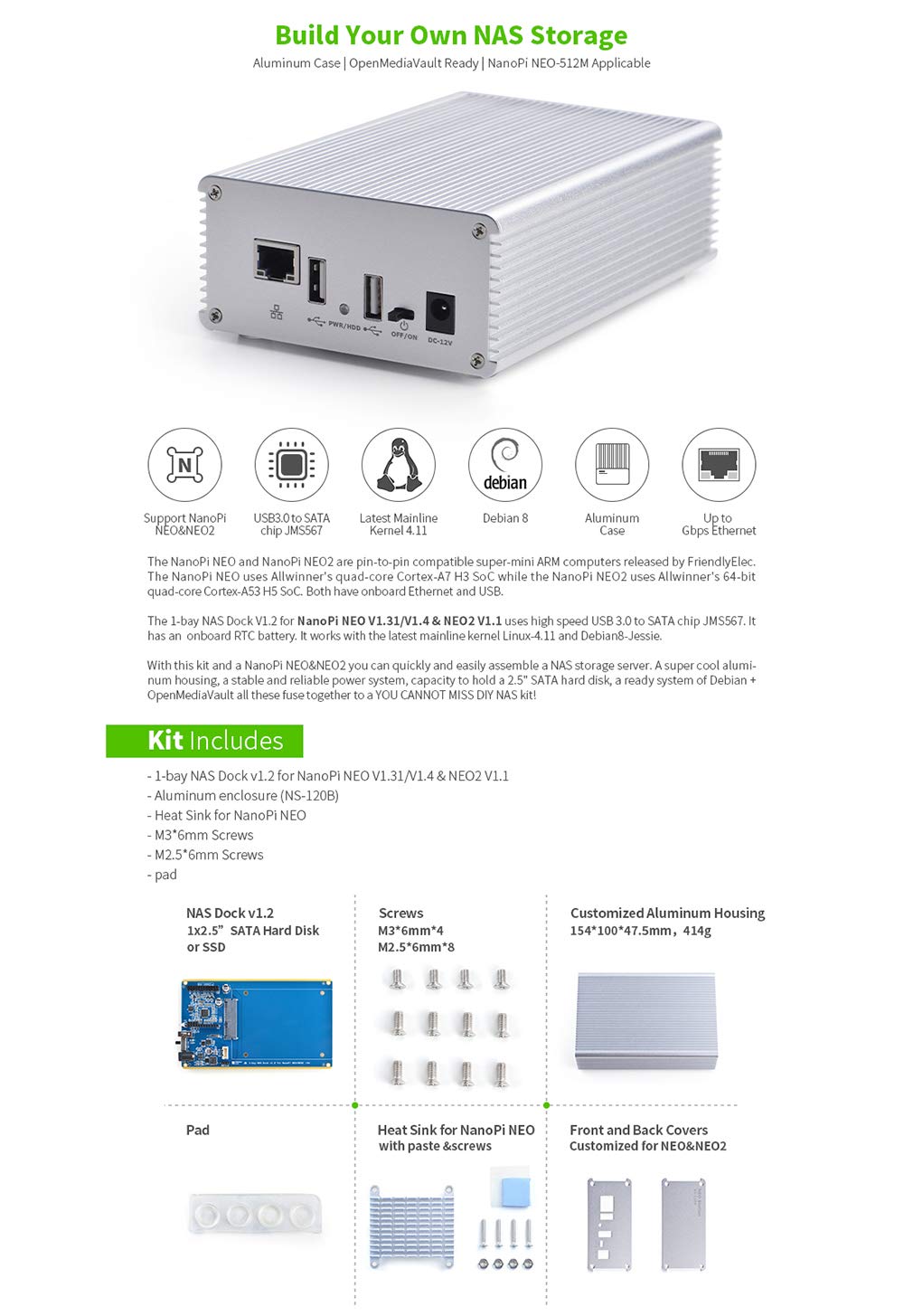 smartfly info DIY NAS Kit for NanoPi NEO&NEO2