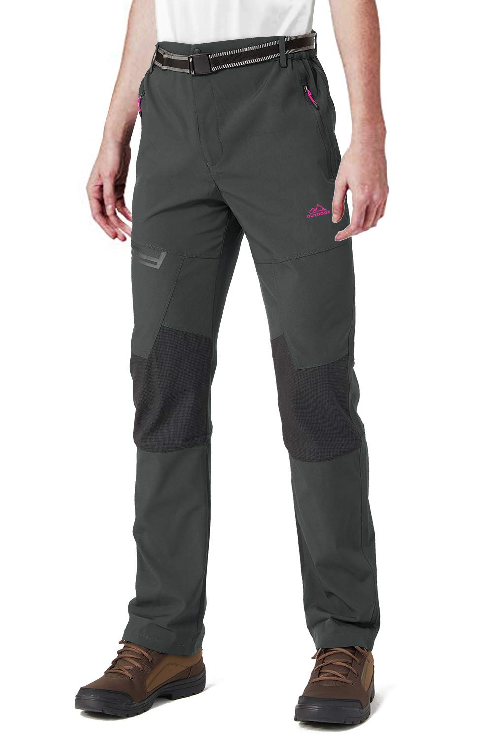 TACVASEN Women's Thick Pants Hiking Snowboard Snow Pants Reinforced Knees, Purple, 36